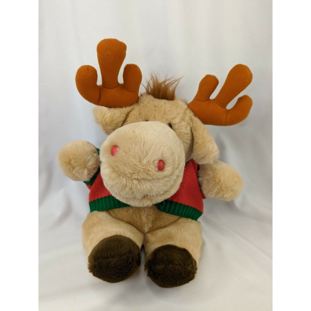 AMC Reindeer Moose Plush 15 Inch Christmas Sweater 1985 Stuffed Animal ...