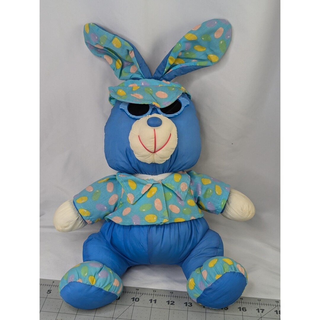 Nylon Blue Rabbit Plush Bunny Jellybeans Parachute 14 Inch Stuffed ...