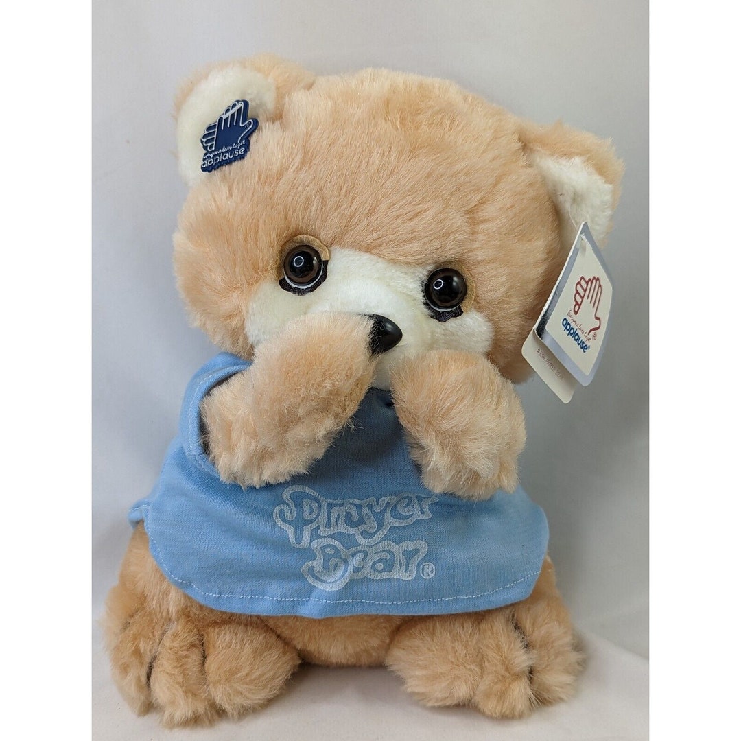 Applause Prayer Bear Plush 11 Inch Blue Shirt 1984 Stuffed Animal Toy ...