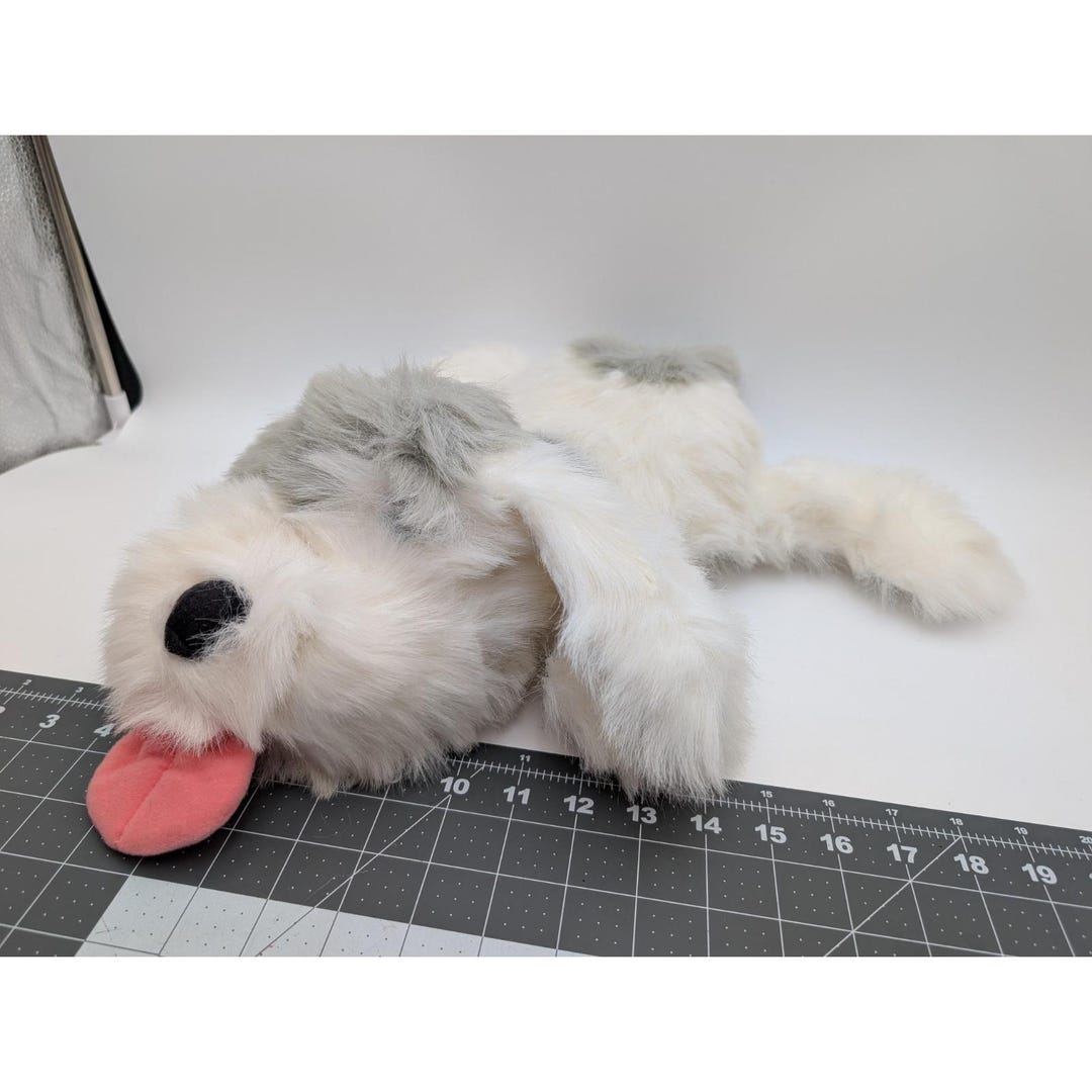 Mattel Smoochie Pooch Dog Plush Toy Gray White Sounds Licks Works 1998 ...