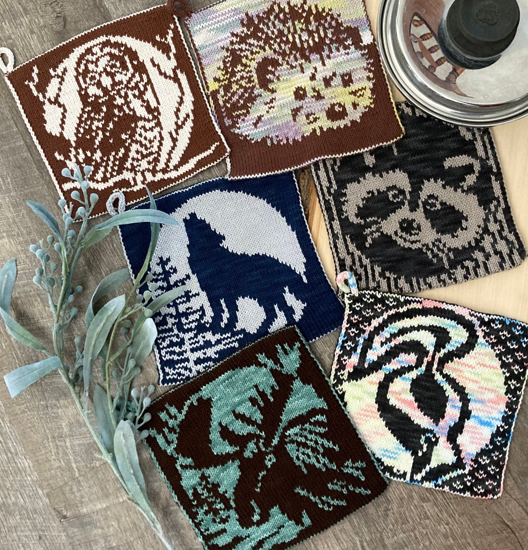 Potholder KNITTING PATTERN Set of 6, Potholder Knitting Patterns ...