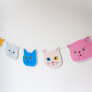 Printable Cat Banner | Pastel Kittens Wall Art | Cat Birthday Party ...