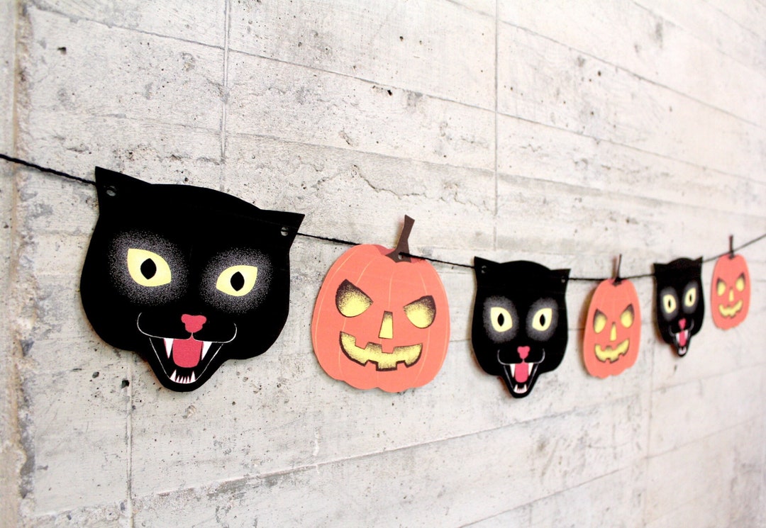 Printable Halloween Banner | Black Cat Pumpkin | DIY Garland - Etsy