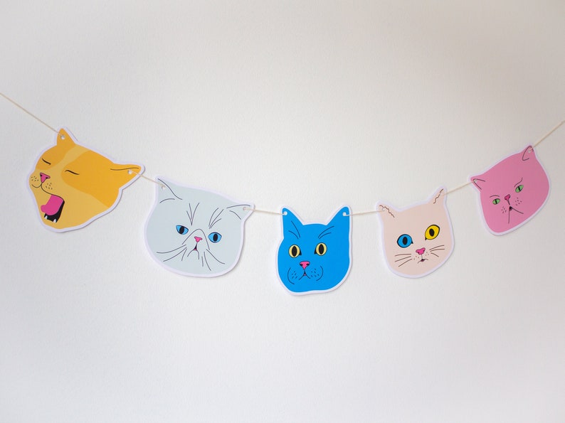 Printable Cat Banner Pastel Kittens Wall Art Cat Birthday - Etsy