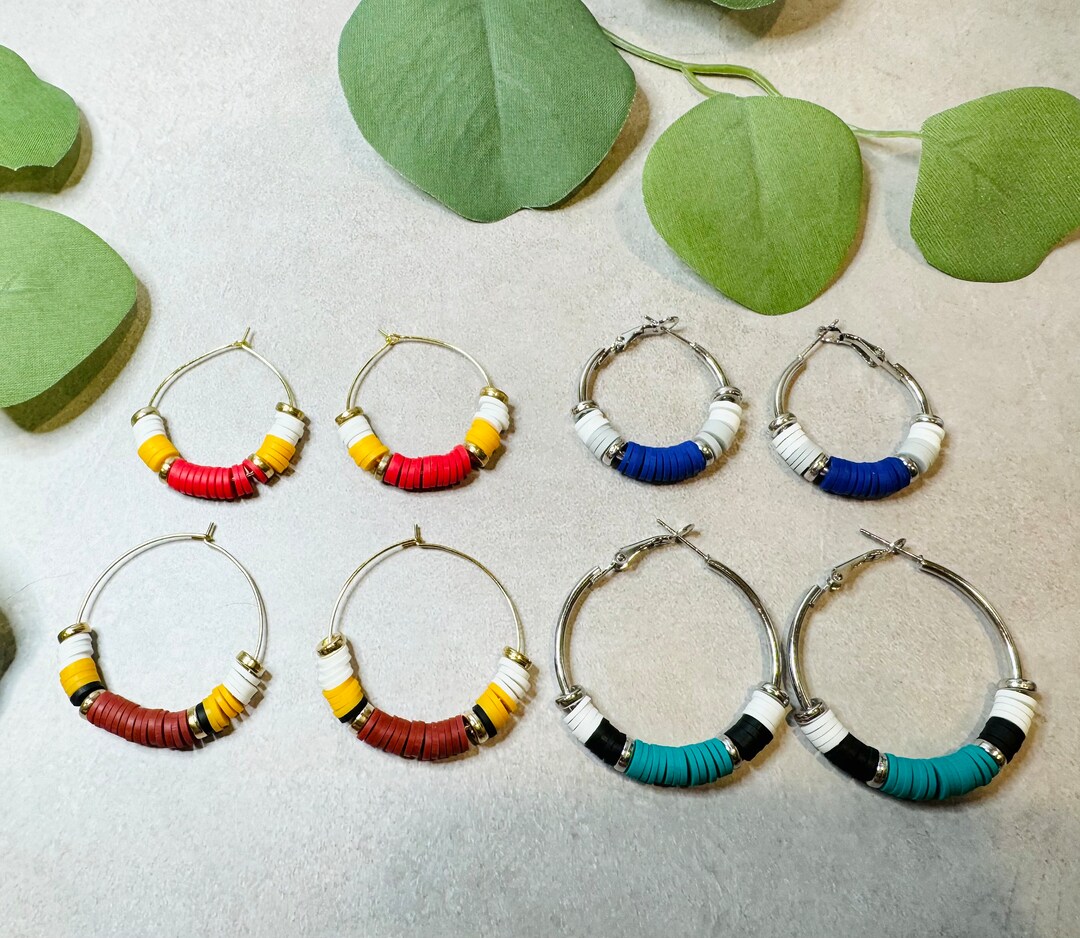 NFL Team Earring / Heishi Bead Earring/ Custom Jewelry / Kansas City ...