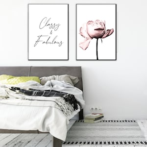 Classy and Fabulous Print, Fashion Printable Art, Peony Wall Art, Set ...