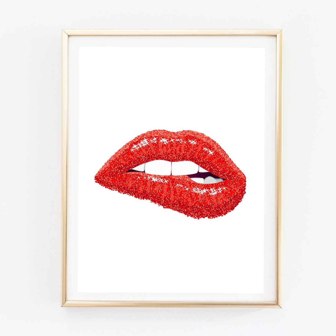 Red Lips Print Fashion Wall Art Sparkle Lips Poster Red | Etsy