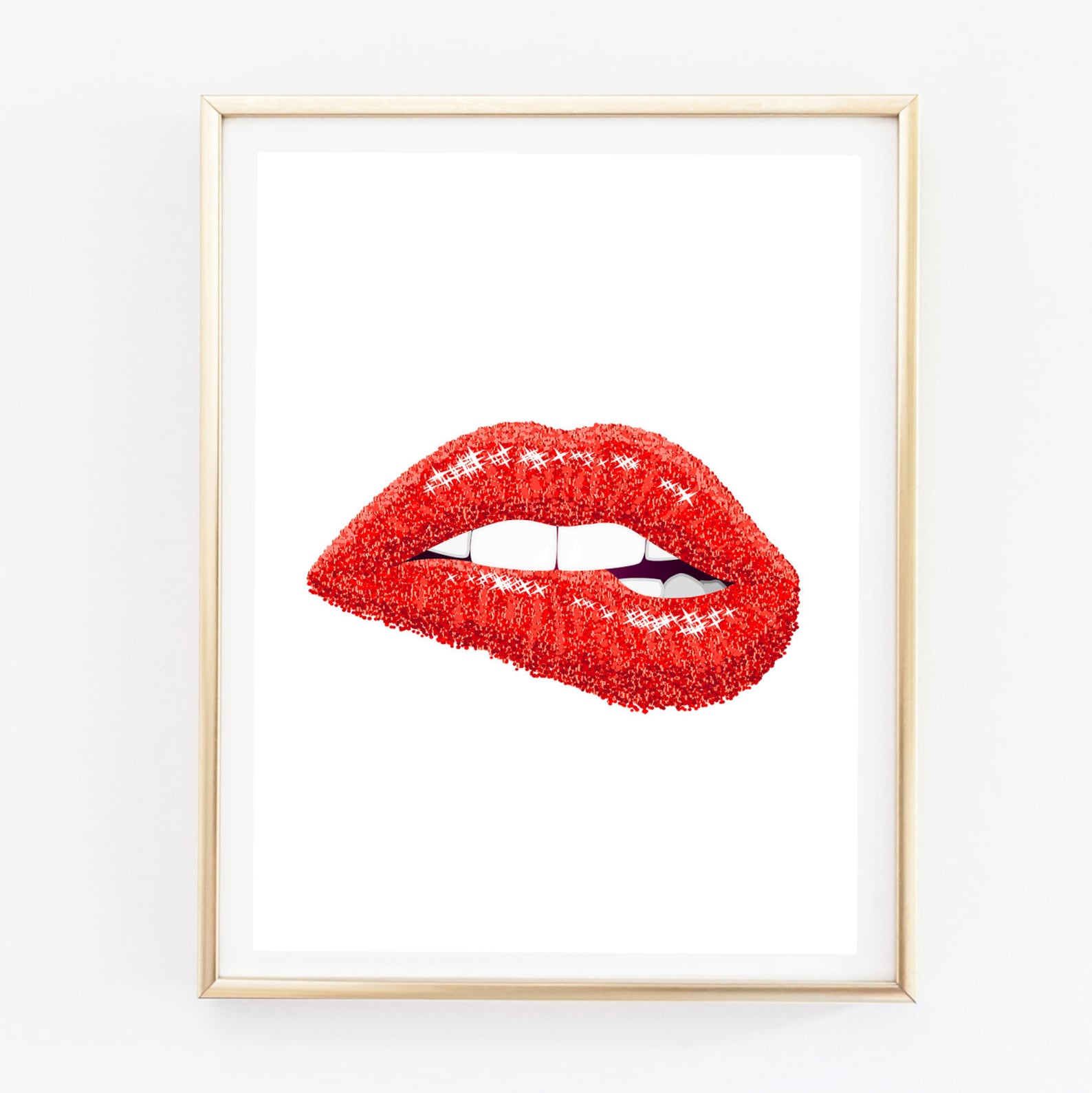 Red Lips Print Fashion Wall Art Sparkle Lips Poster Red | Etsy