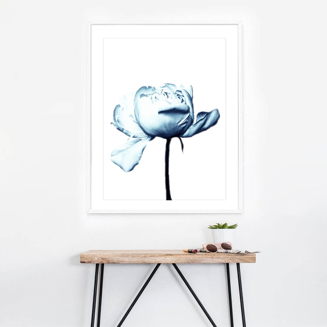 Blue Peony Print Peony Wall Art Flower Photography Minimal - Etsy