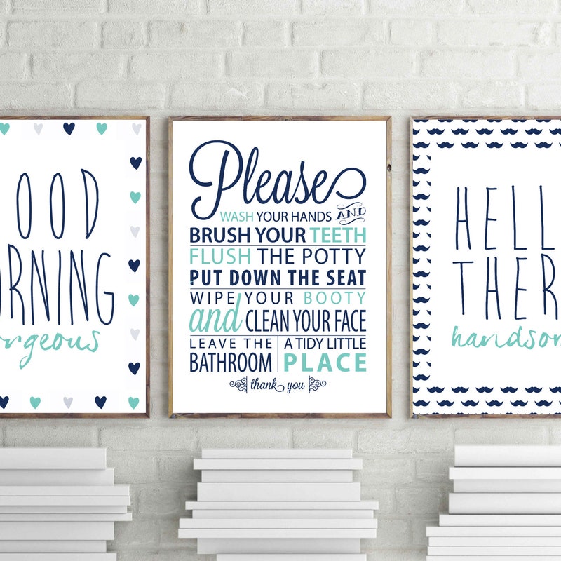 Blue Bathroom Art - Etsy
