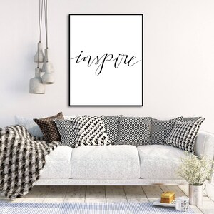 Inspirational Quote Print, Inspire Wall Art, Typography Poster, Quote ...
