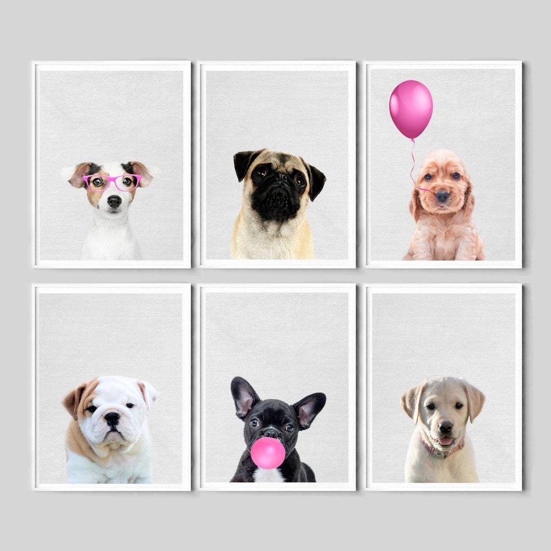 Puppy Prints, Nursery Wall Art Set of 6 (digital Download - Etsy