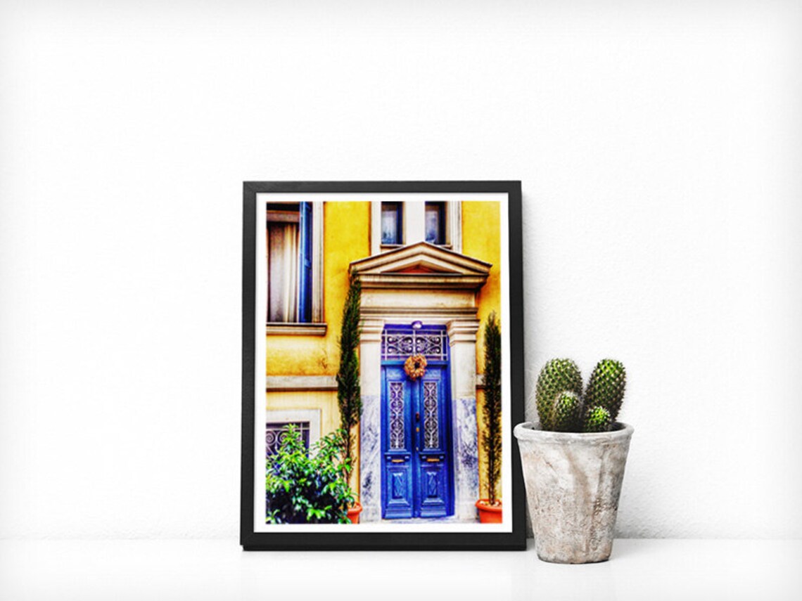 Blue Door Print Door printable art Door Photography Greece | Etsy