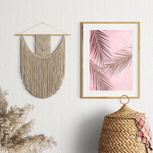 Palm Tree Print Tropical Wall Art Blush Pink Poster Hawaii Etsy
