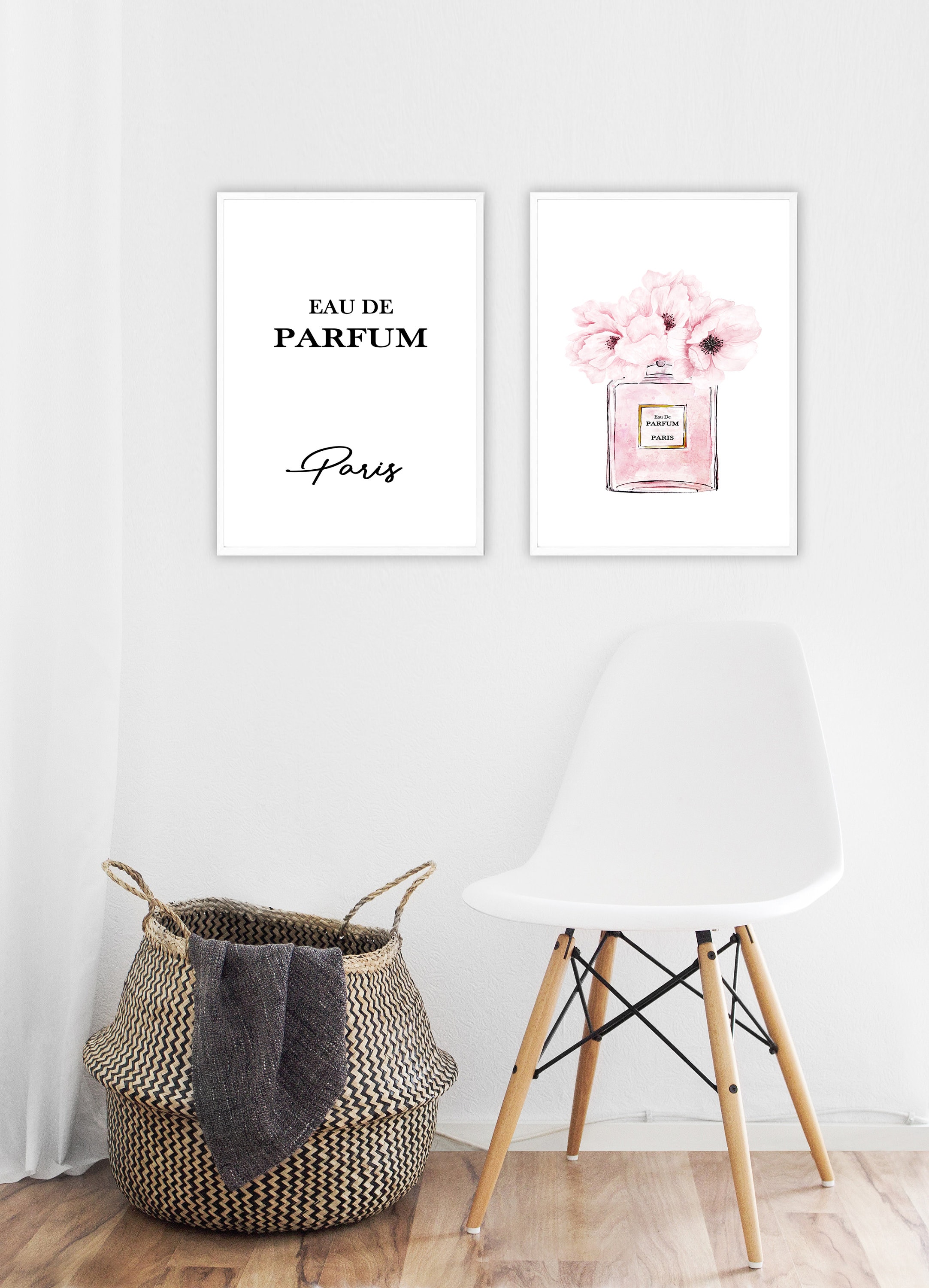 Perfume Poster Set of 2 Wall Art Fashion Prints Peonies | Etsy