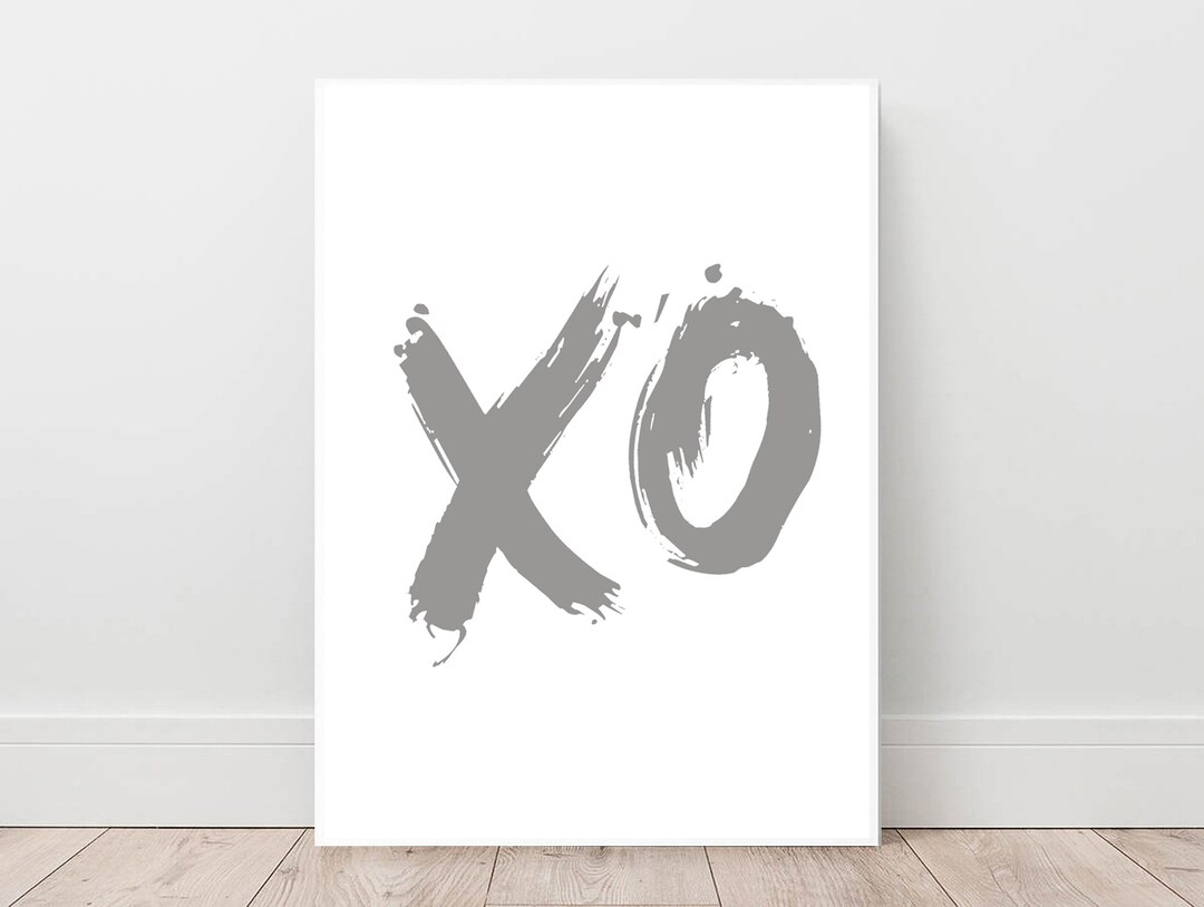 Xo Print, Grey Printable, Instant Download Printable Art, Brush Stroke ...