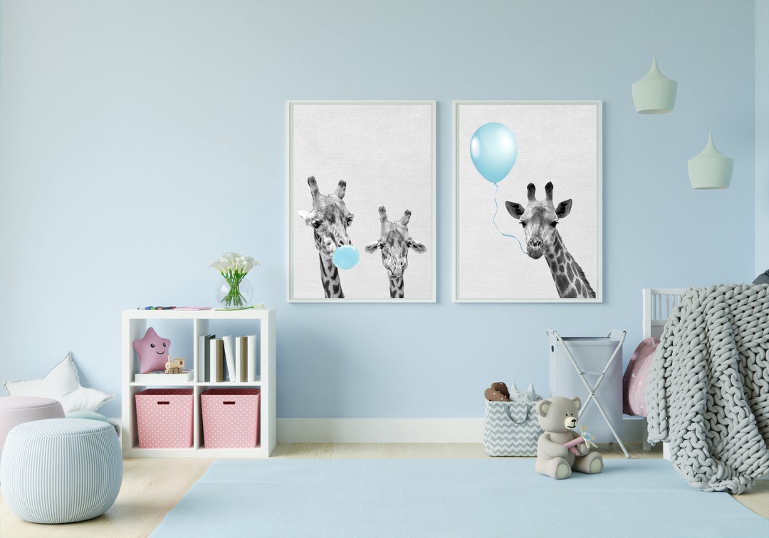 Set of 2, Giraffe Print, Nursery Wall Art, Kids Boy Prints, Giraffes ...