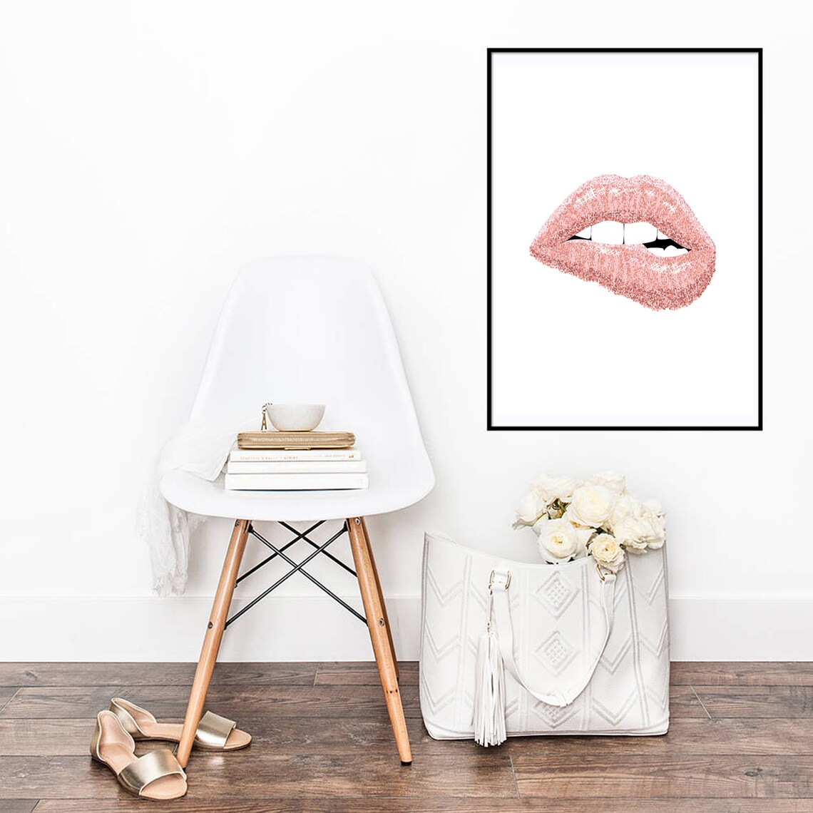Lips Print Pink Lips Poster Light Pink Wall Art Blush Pink | Etsy