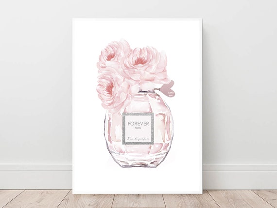 Fashion Perfume Print Blush Pink Wall Art Roses Poster Love - Etsy