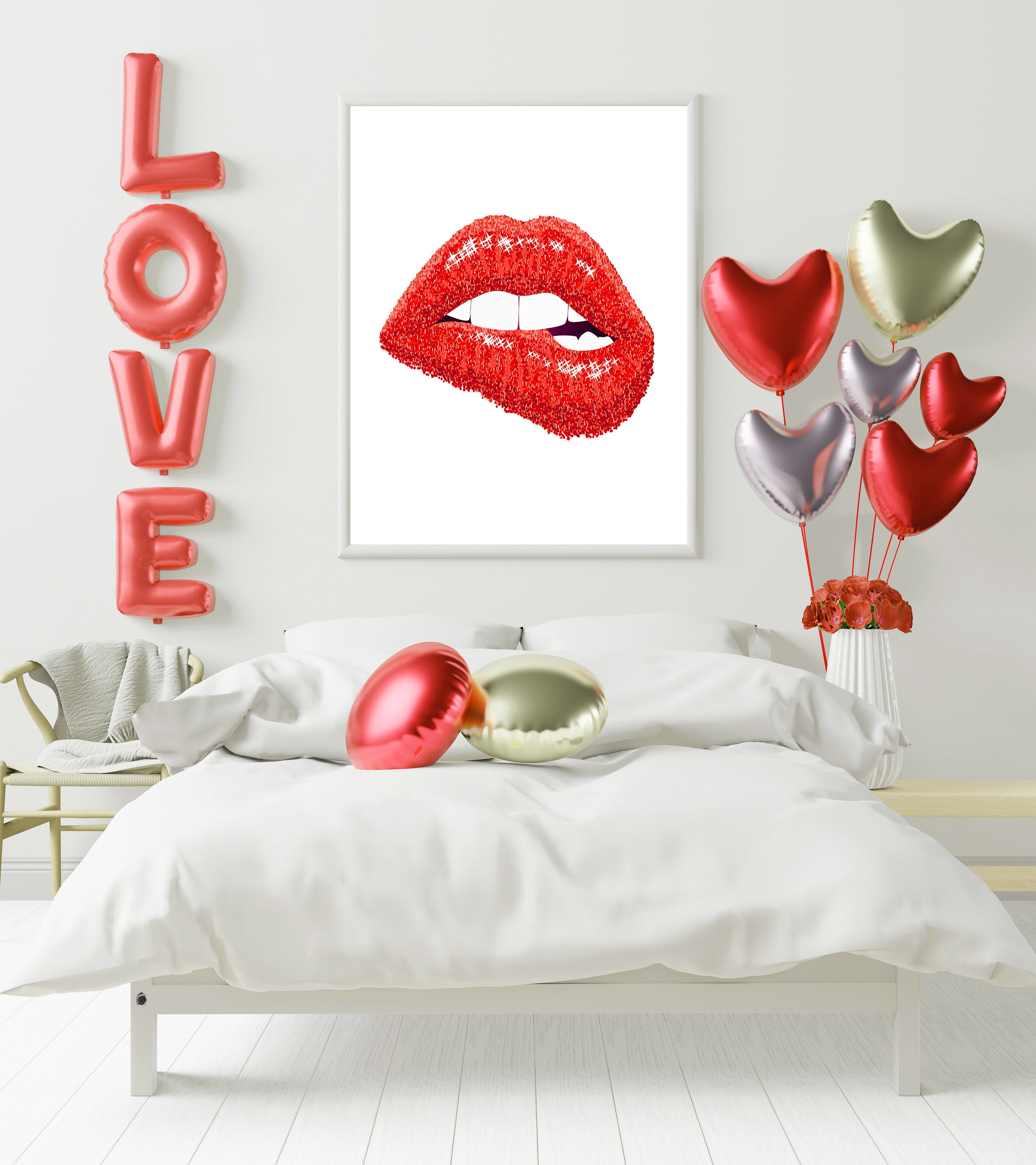 Red Lips Print Fashion Wall Art Sparkle Lips Poster Red | Etsy Canada