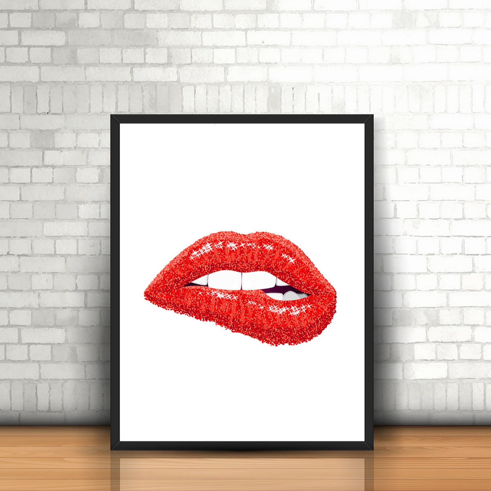 Red Lips Print Fashion Wall Art Sparkle Lips Poster Red | Etsy