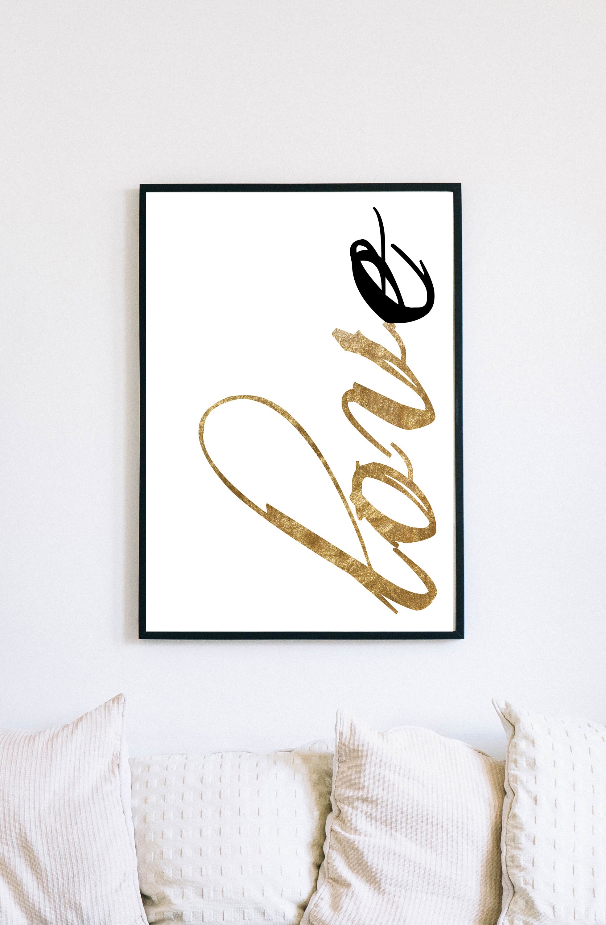 Love Print Love Sign Wall Art Gold Love Printable Art Love | Etsy