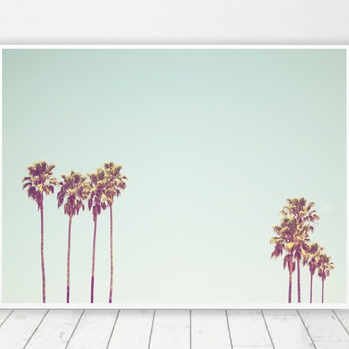 Palm Tree Print Tropical Wall Art Blush Pink Poster Hawaii Etsy