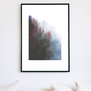Forest Art, Printable Forest Print, Tree Print, Fog Forest, Nature Wall ...