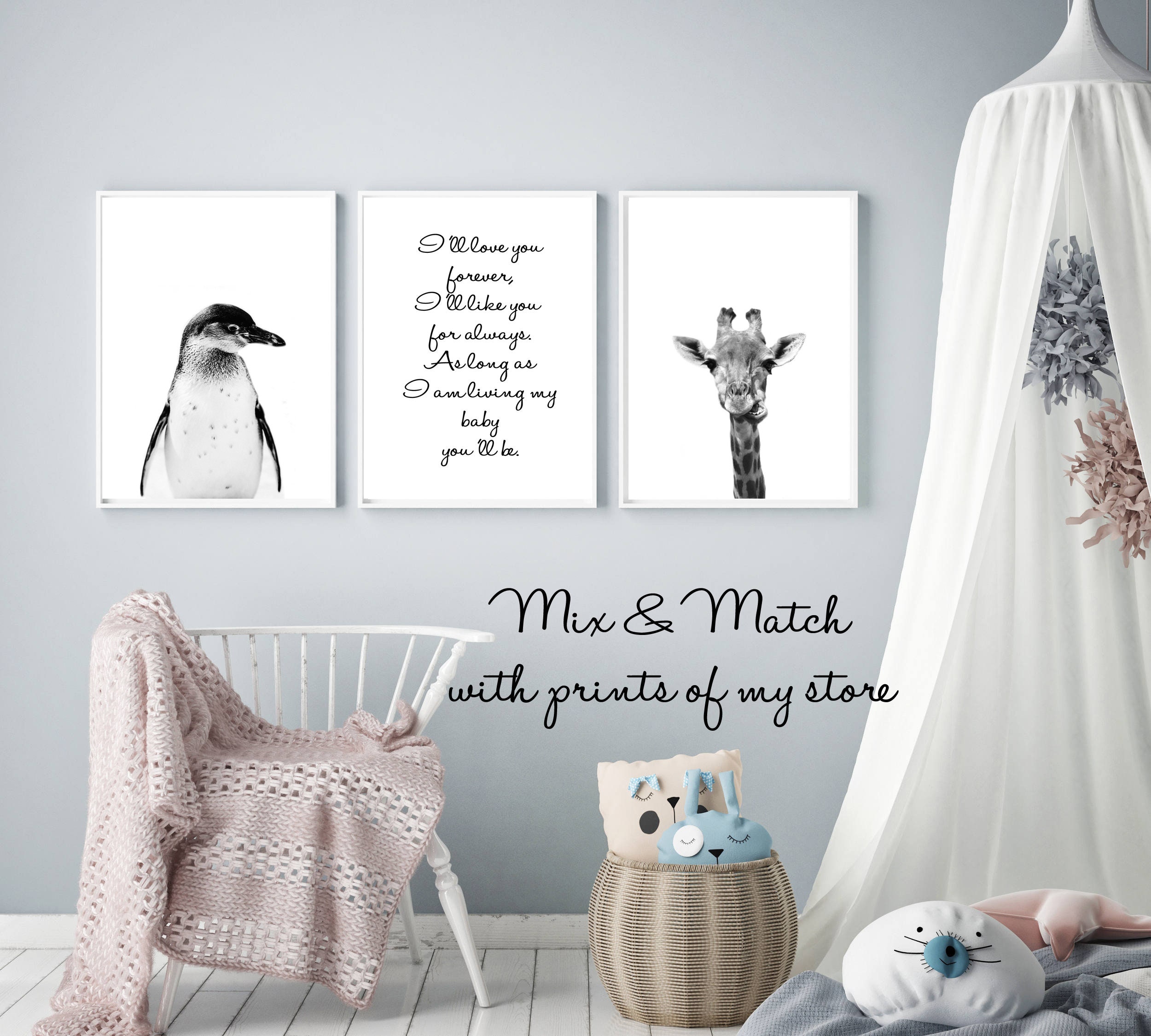 Penguin Print Nursery Wall Art Baby Penguin Poster Black - Etsy Canada