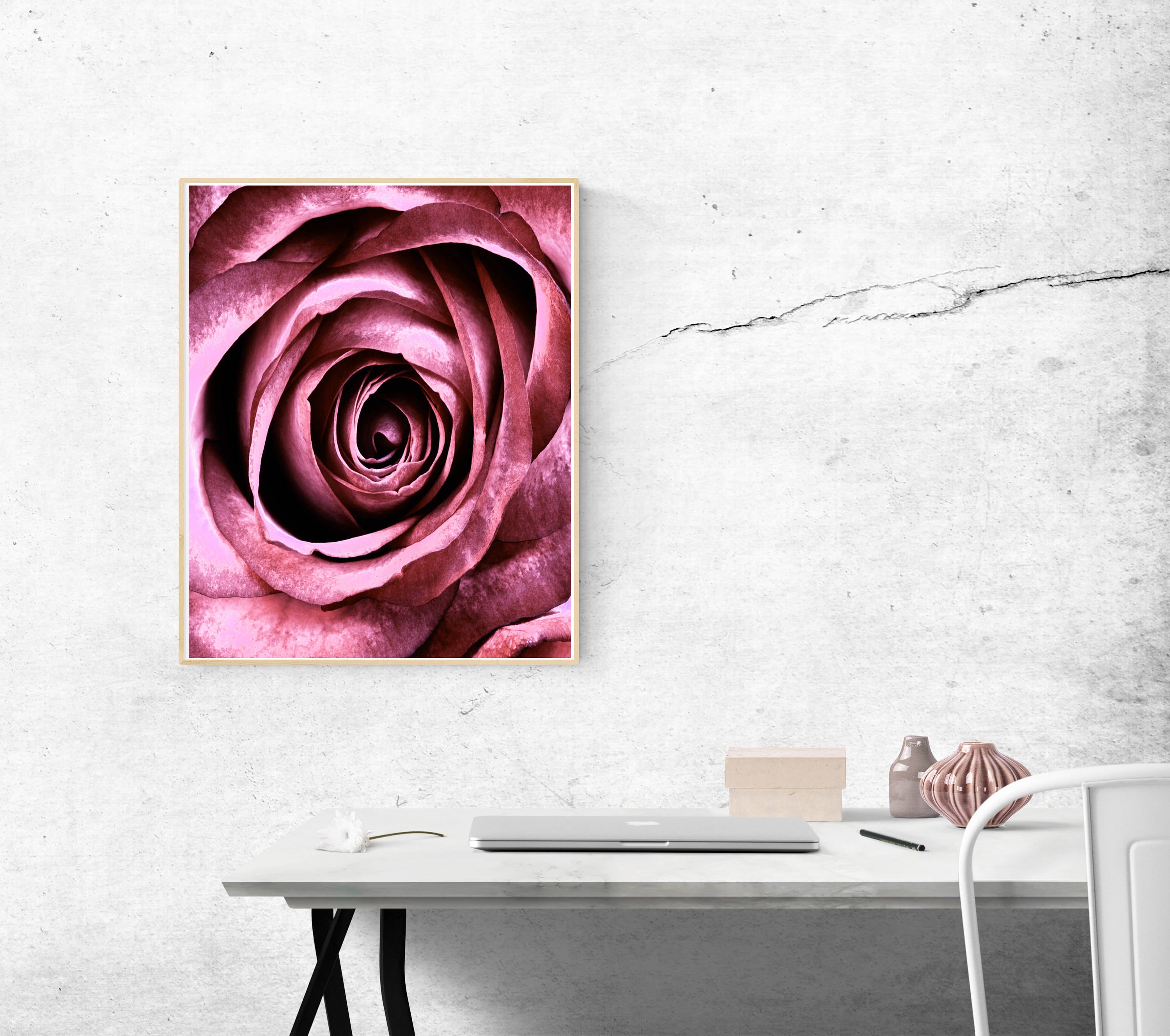 Rose print rose wall art pink flower wall art floral | Etsy