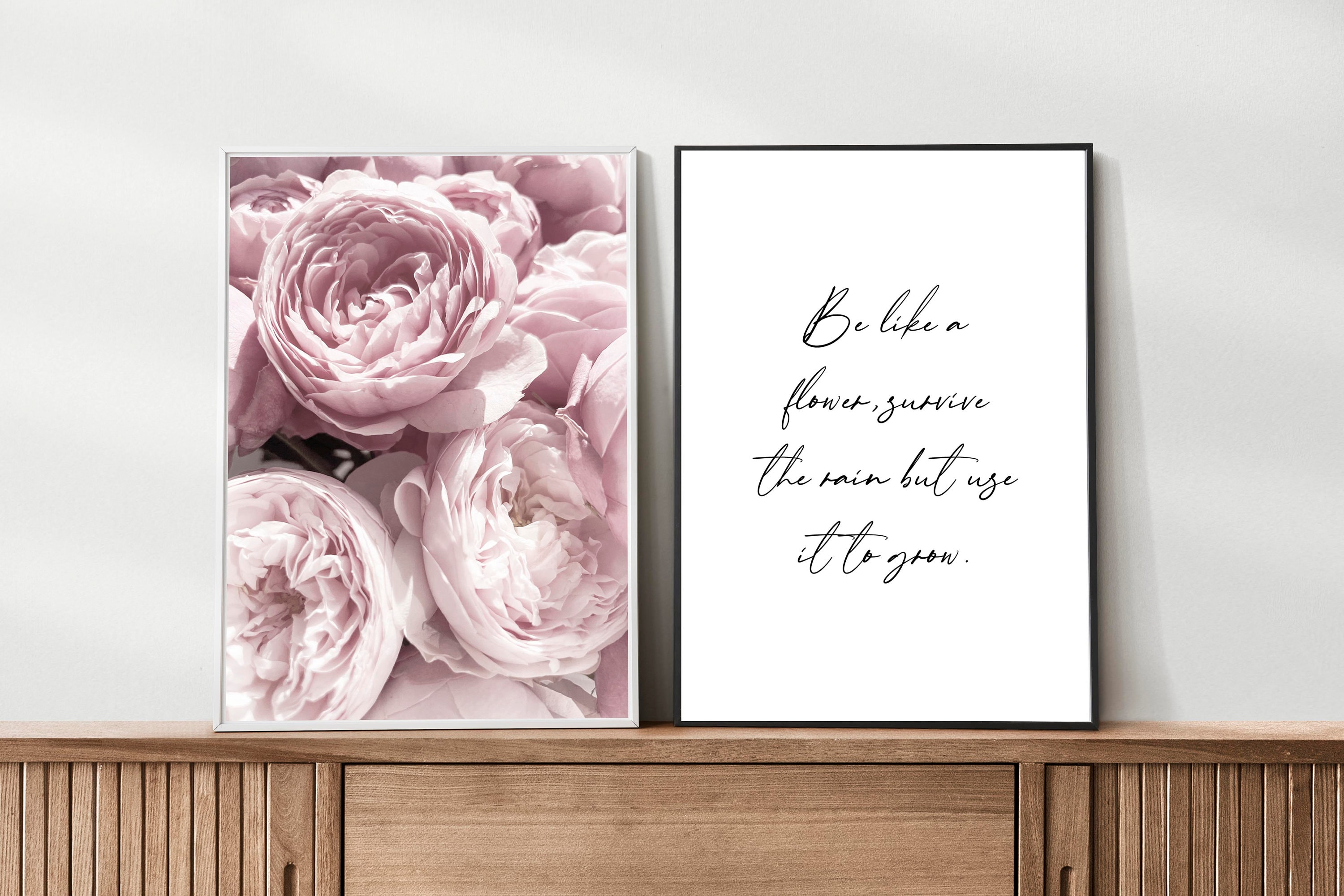 Peonies Print Quote Wall Art Pink Set Nature Flower Poster - Etsy