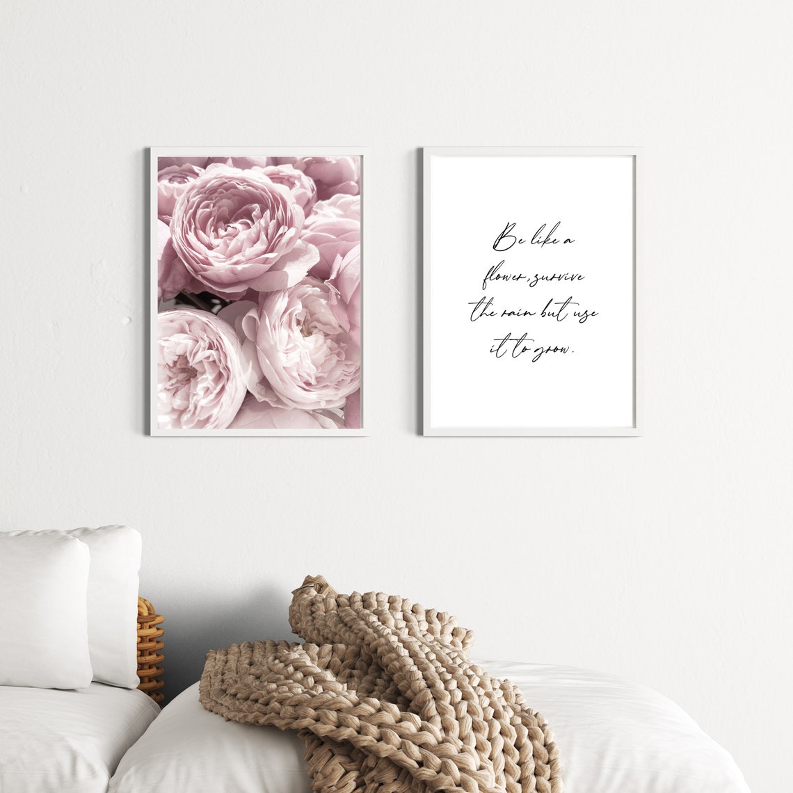 Peonies Print Quote Wall Art Pink Set Nature Flower Poster - Etsy