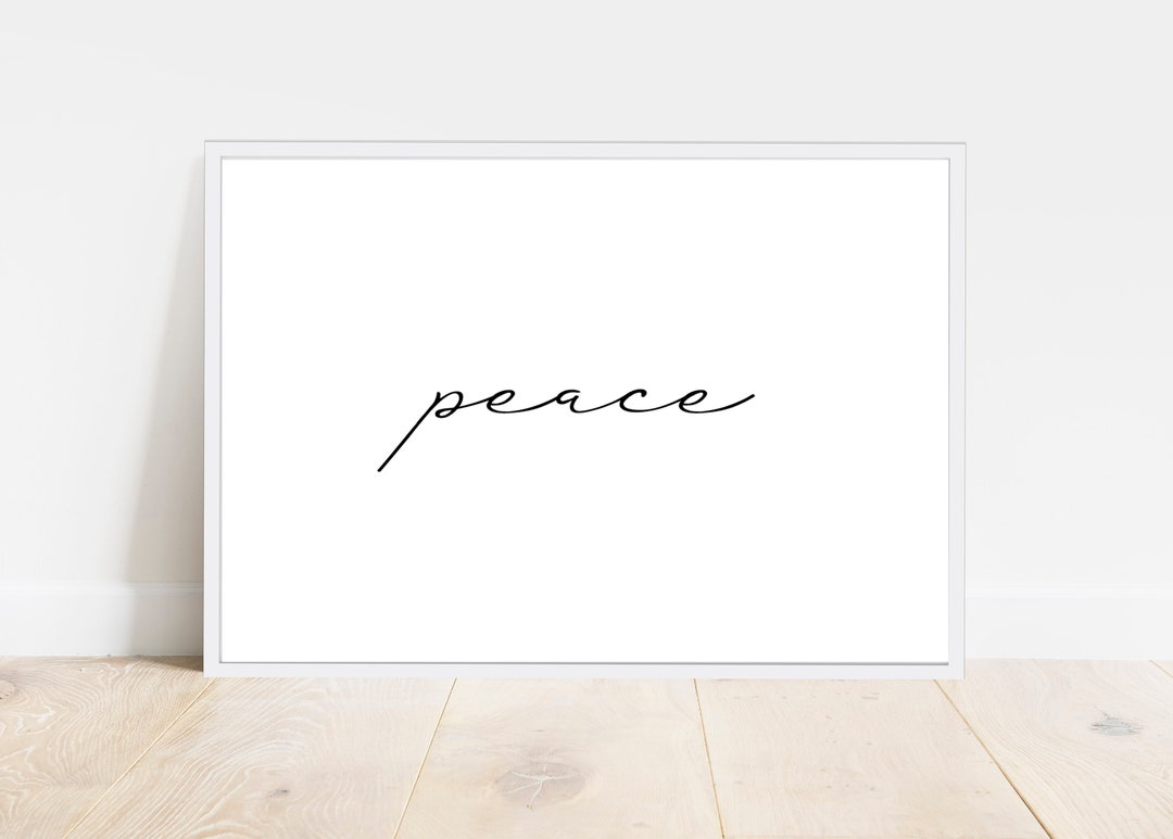 Peace Sign Script Print, Minimalist Nordic Wall Art (digital Download ...