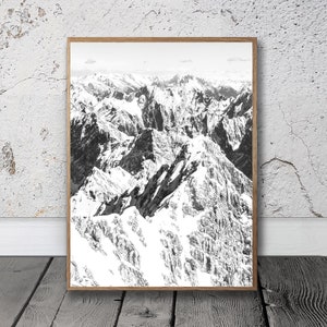 Mountain Print, Black and White Photography, Nordic Home, Snow ...
