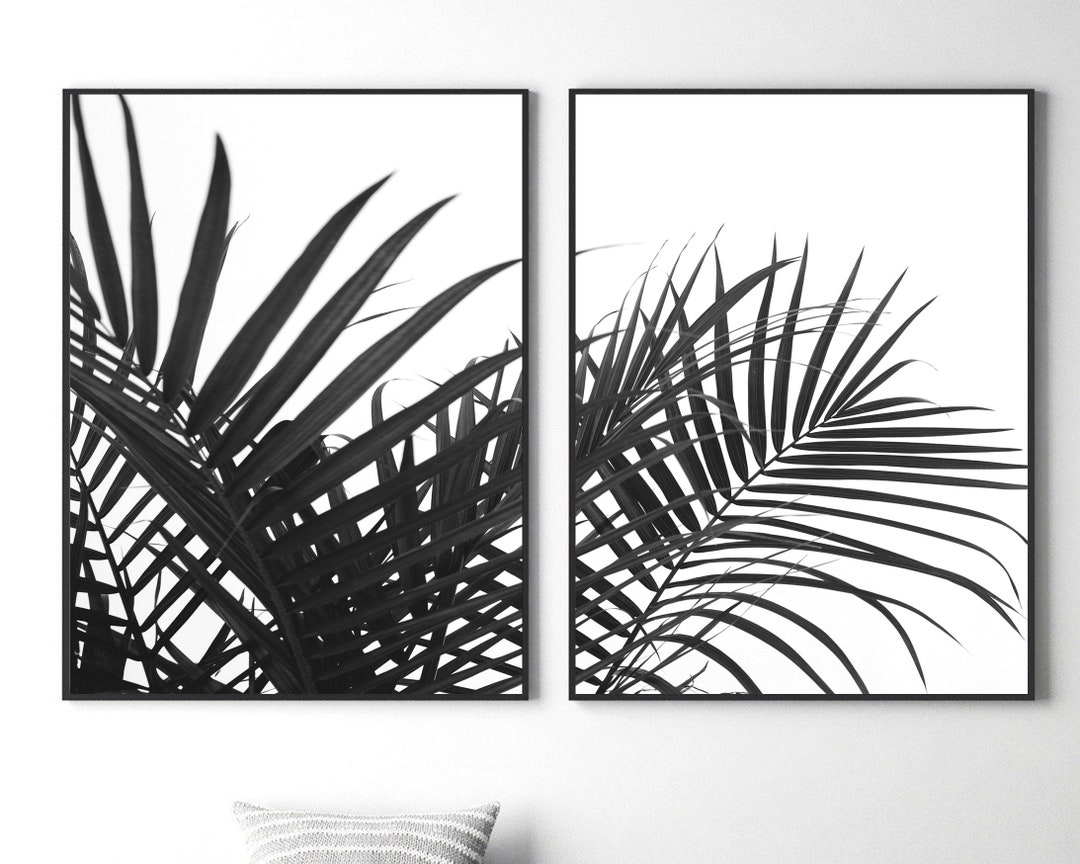 Palm Leaf Print Set Of 2 Palm Leaf Printable Tropical Leaf Zen Wall