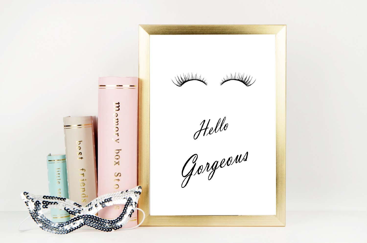Eyelashes Print Eyelash Printable Art Hello Gorgeous Wall Art - Etsy Canada