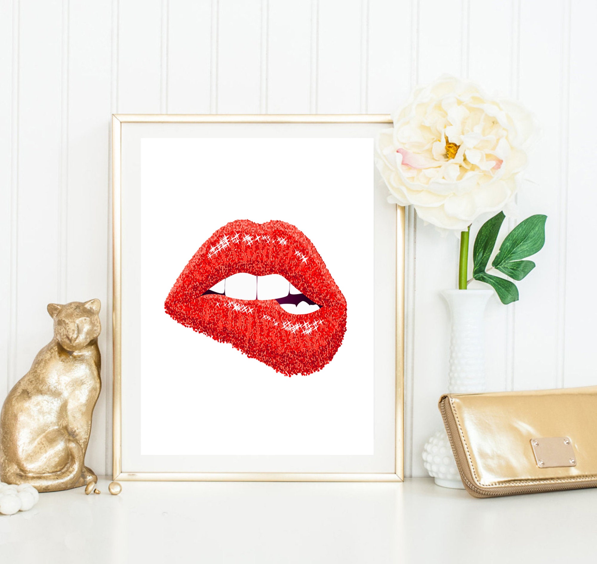 Red Lips Print Fashion Wall Art Sparkle Lips Poster Red - Etsy Canada