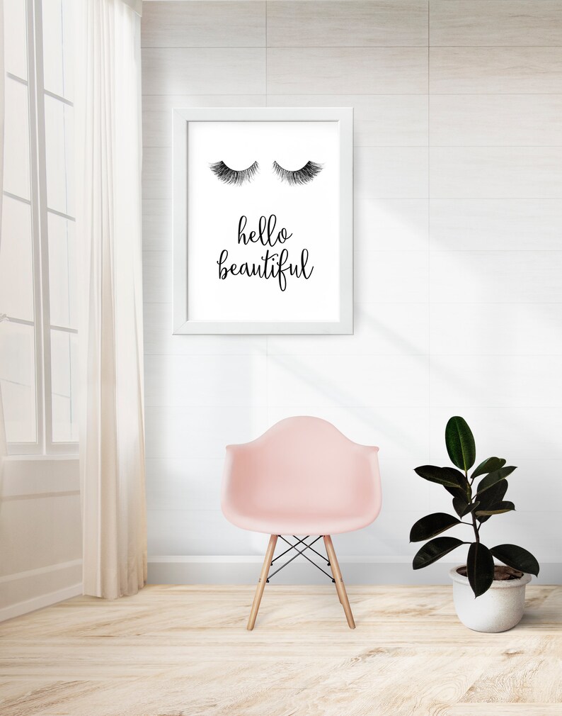 Eyelashes Print Eyelash Printable Art Hello Beautiful Wall Art - Etsy ...