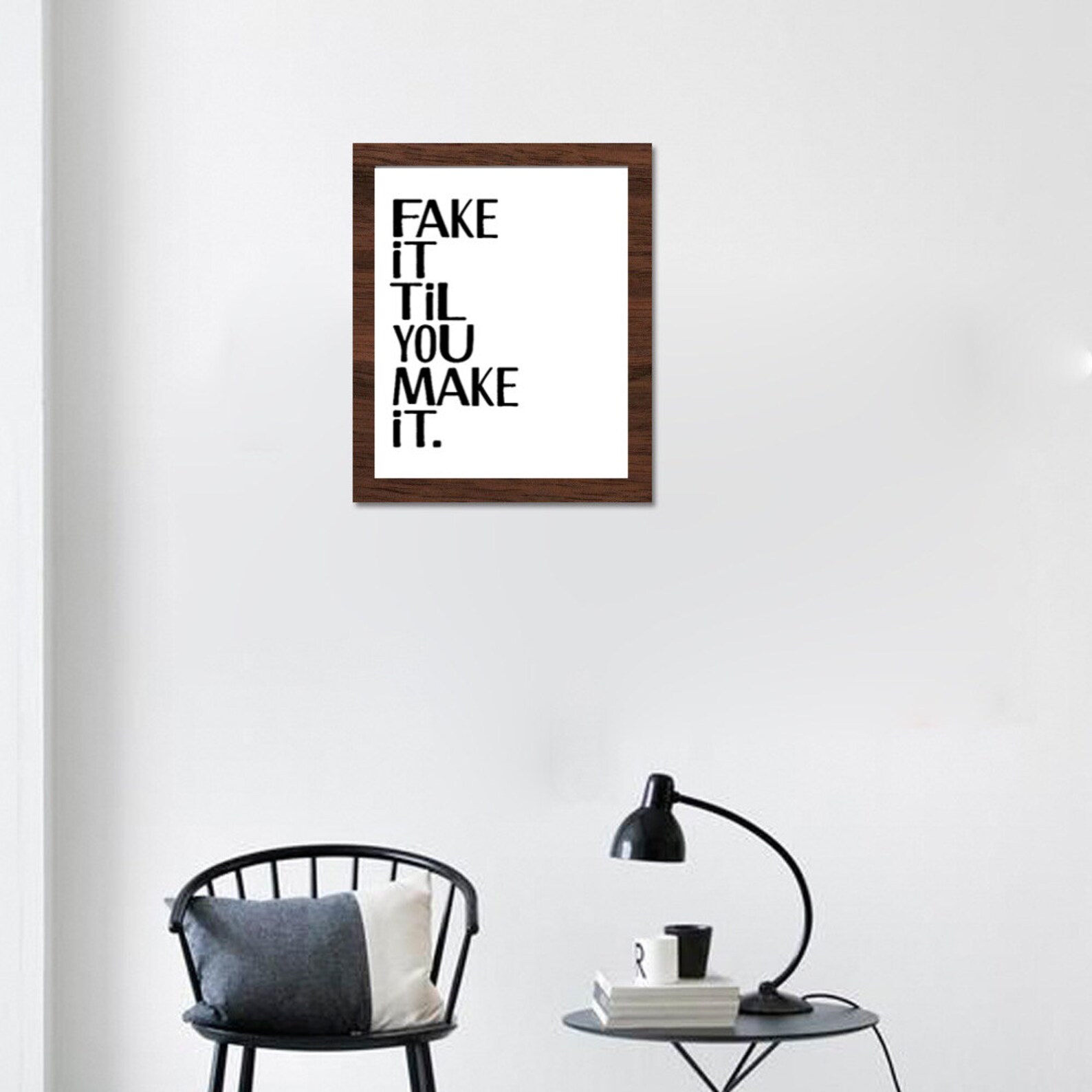 Typography print minimal sign printable art fake it til you | Etsy