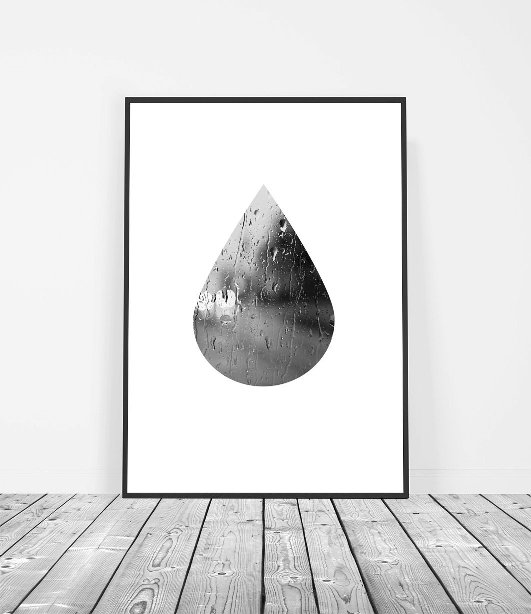 Rain Drop Print Drop Wall Art Rain Drop Minimal Decor Home - Etsy