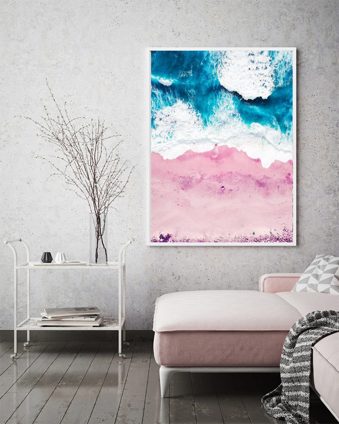 Pink Ocean Print Beach Wall Art Coastal Beach Decor Large - Etsy Canada