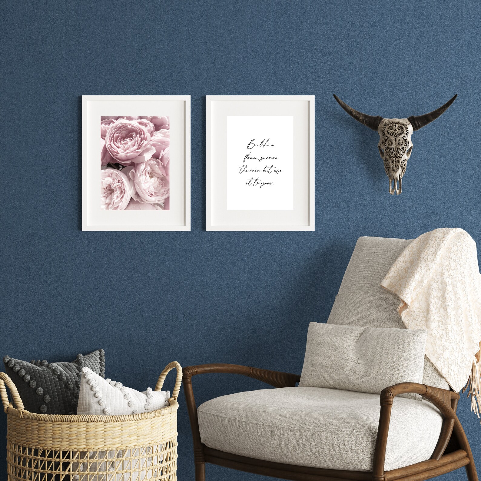 Peonies Print Quote Wall Art Pink Set Nature Flower Poster - Etsy