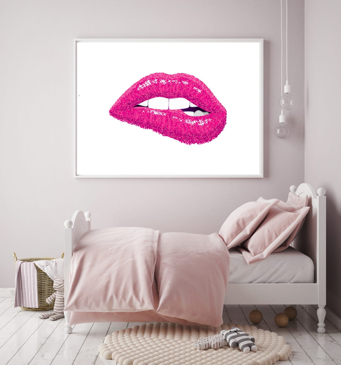 Pink Lips Print Fashion Wall Art Sparkle Lips Poster - Etsy Canada