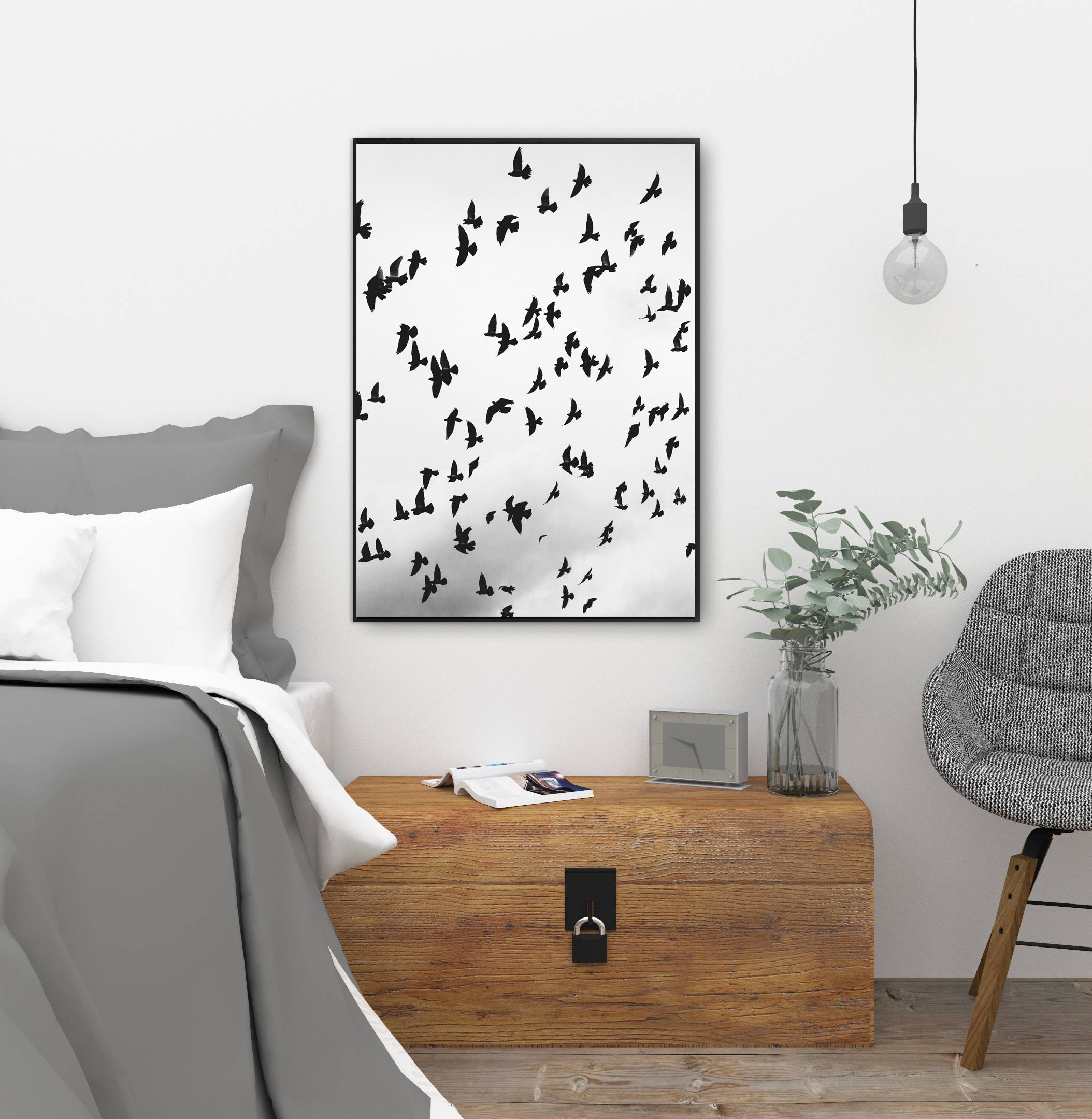 Birds Print Birds Abstract Black and White Flying Birds - Etsy