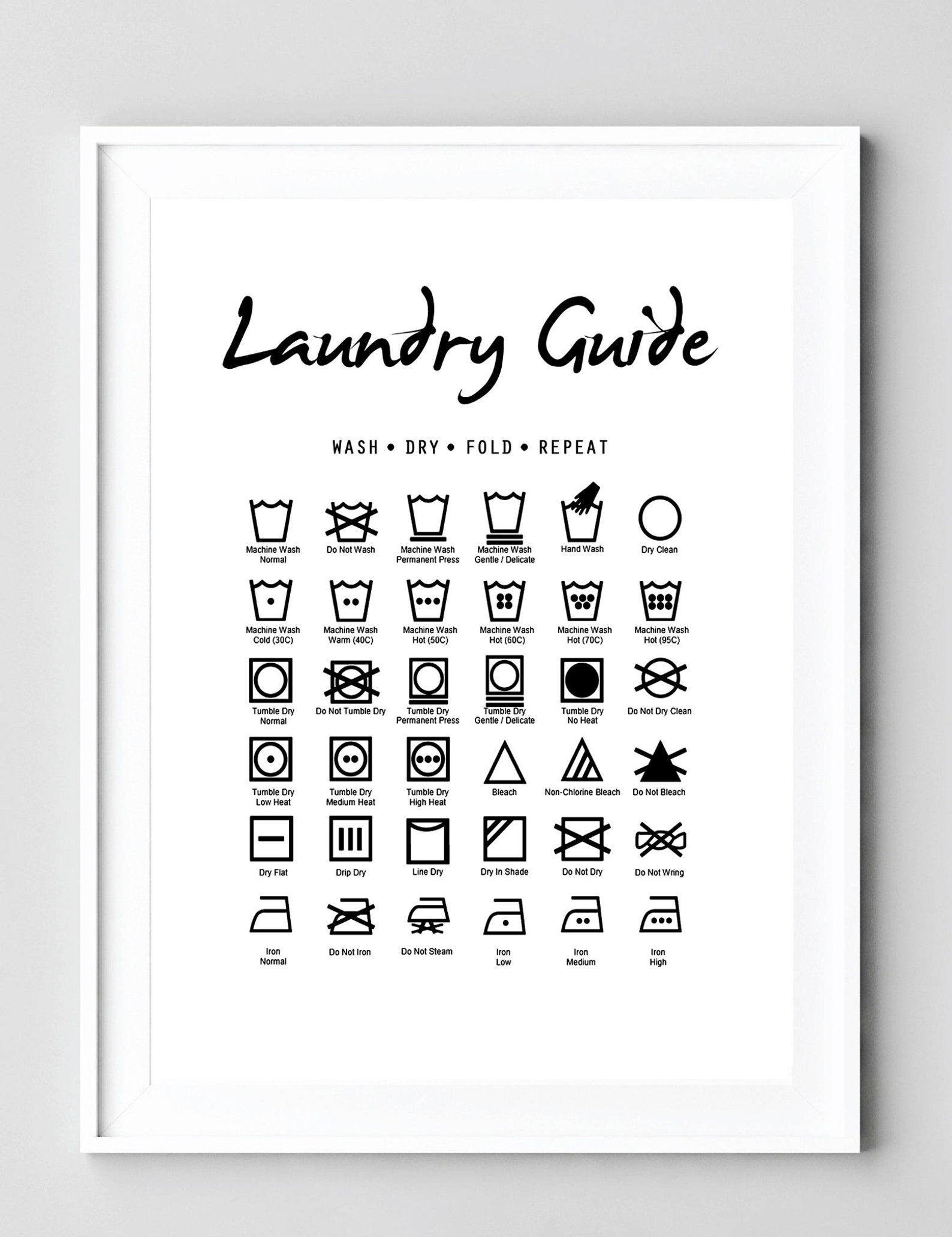Laundry Instructions Print Laundry Sign Laundry Guide - Etsy Canada