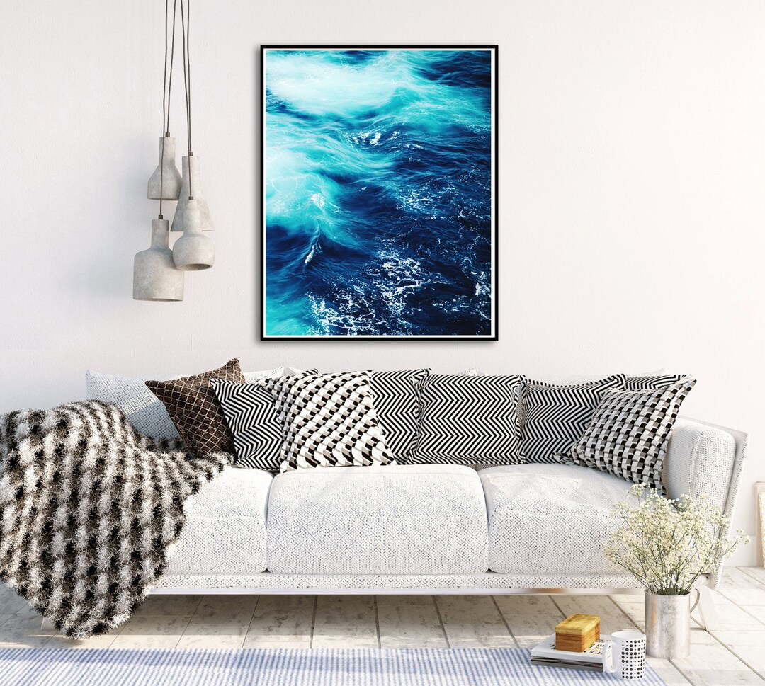 Ocean Print, Ocean Waves Wall Art, Sea Foam Printable Art, Blue Sea ...