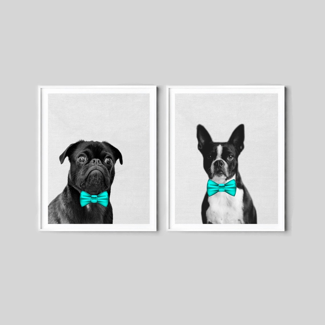 Dogs Prints Puppy Posters Set of 2 Teal Prints Nursery - Etsy