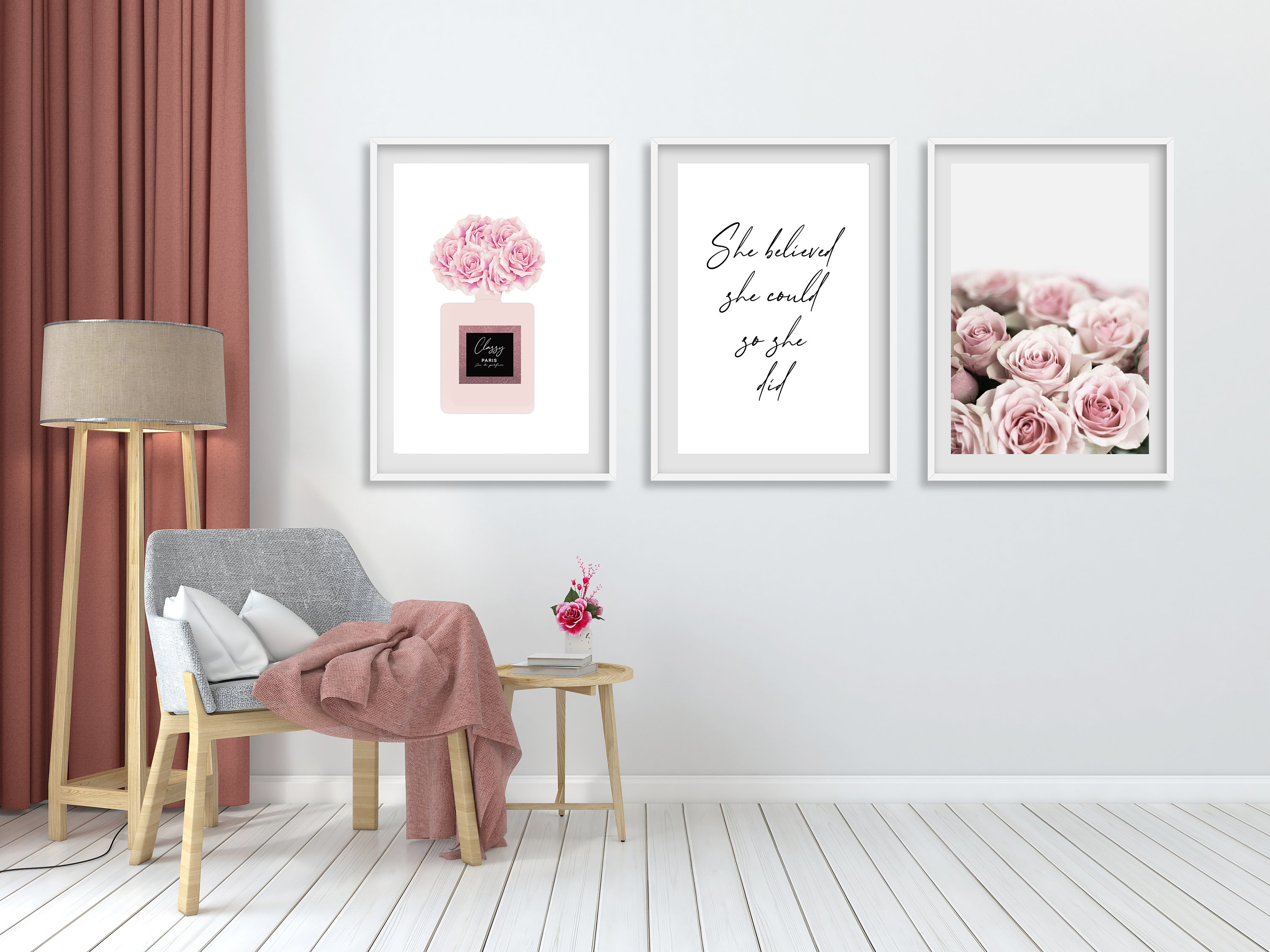 Pink Roses Poster Fashion Prints Blush Pink Wall Art - Etsy
