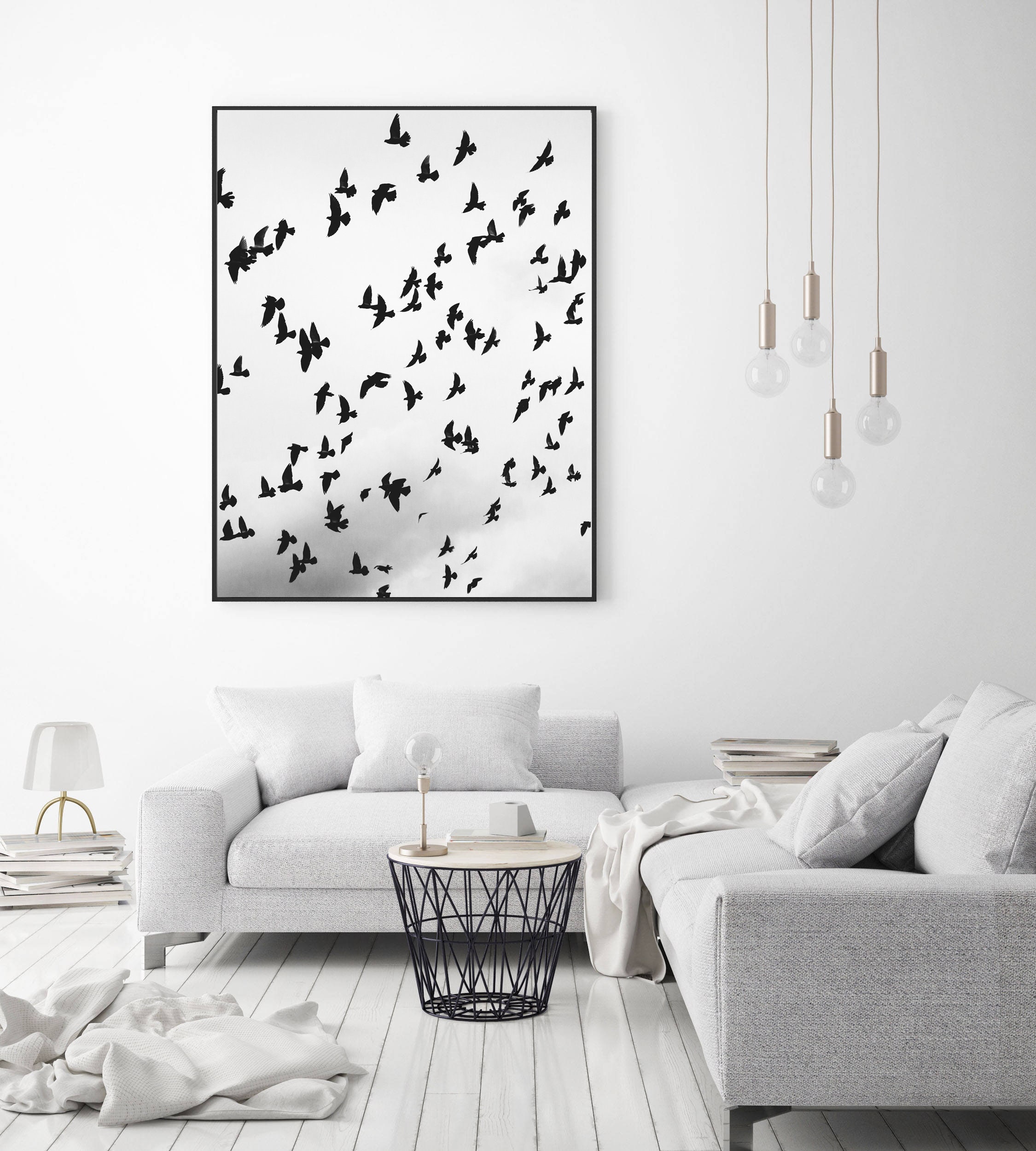 Birds Print Birds Abstract Black and White Flying Birds - Etsy
