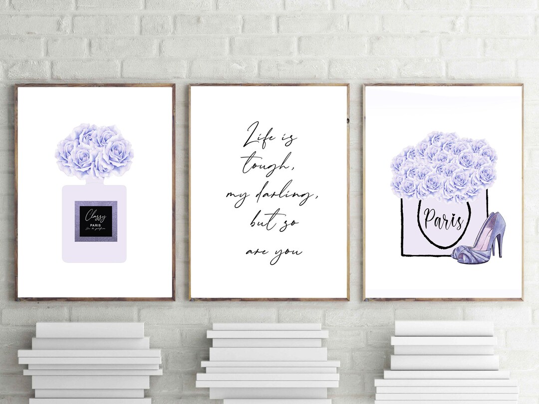 Roses Perfume Print, Light Purple Poster, Fashion Set, Fashion Bag ...
